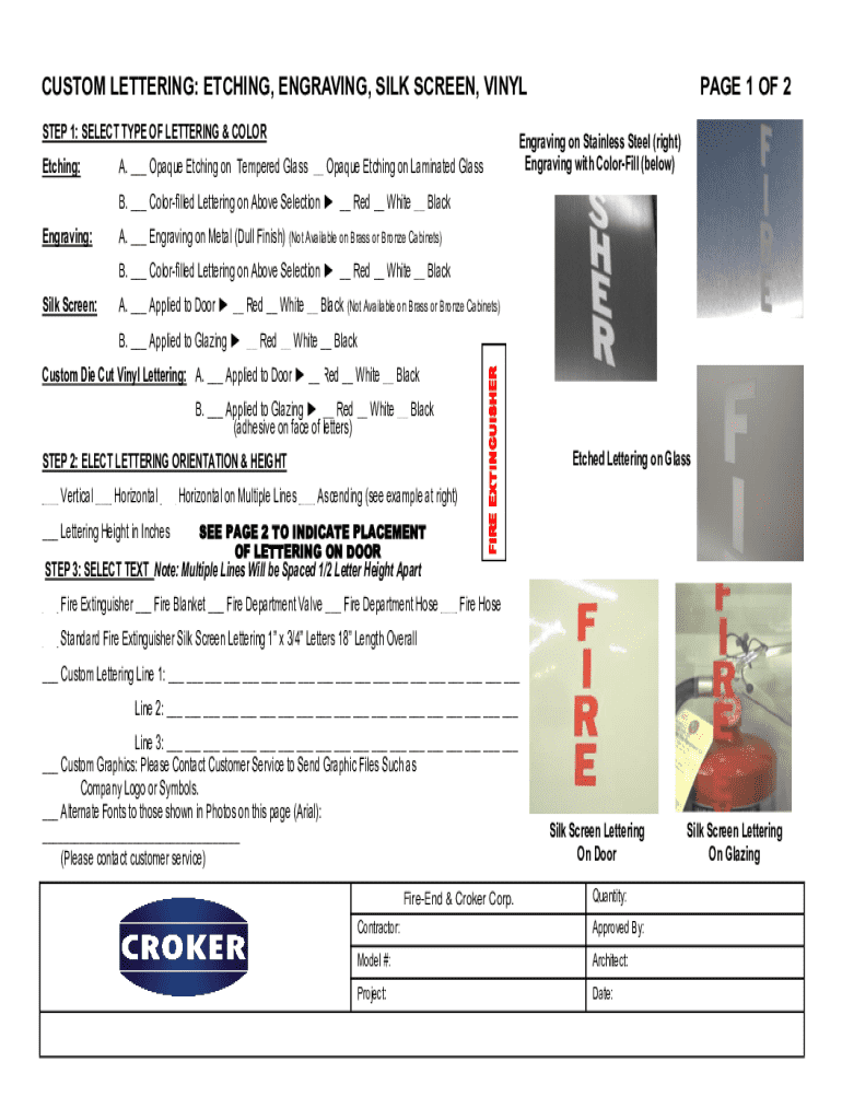 Fillable Online Custom Lettering Selection Form Fax Email Print - pdfFiller