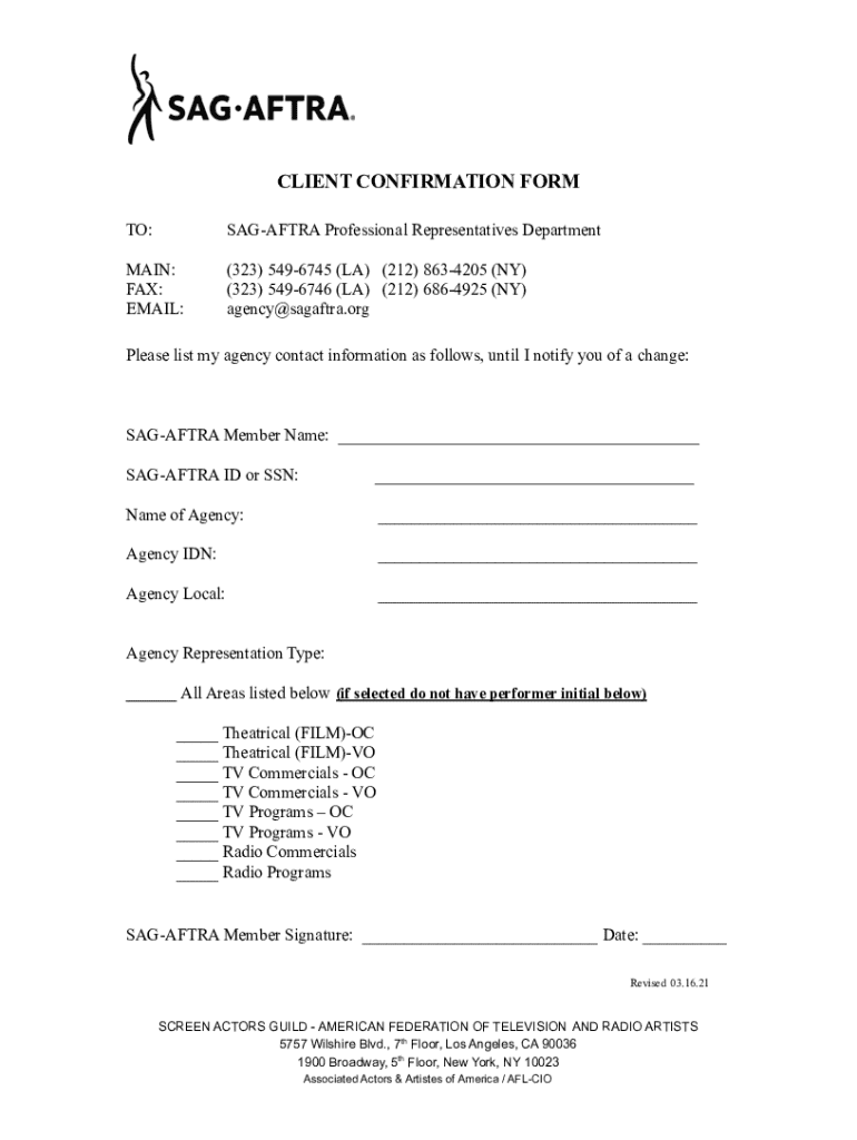 Fillable Online Client Confirmation Form Fax Email Print - pdfFiller