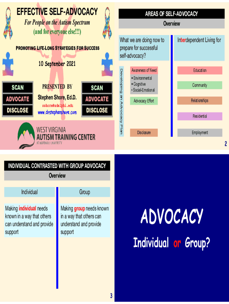 Fillable Online Effective Self-advocacy for People on the Autism ...
