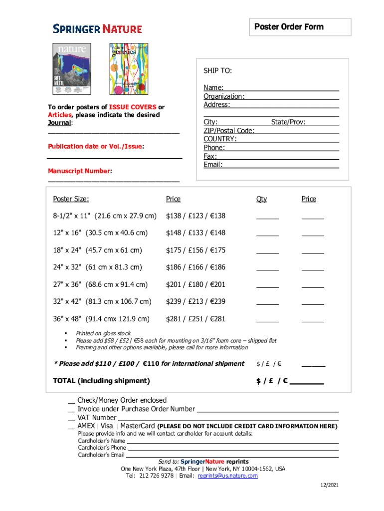 Fillable Online Poster Order Form Fax Email Print - pdfFiller