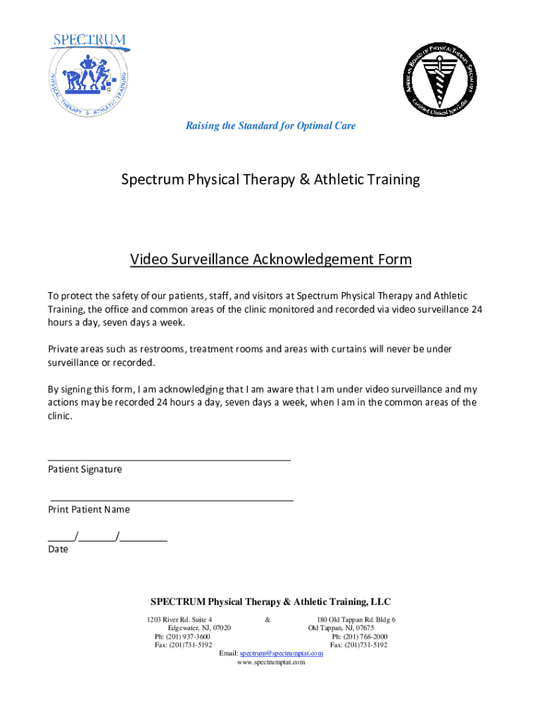 Fillable Online Video Surveillance Acknowledgement Fax Email Print ...