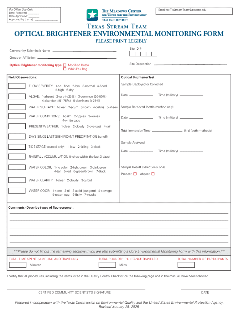 Fillable Online Optical Brightener Environmental Monitoring Fax Email ...