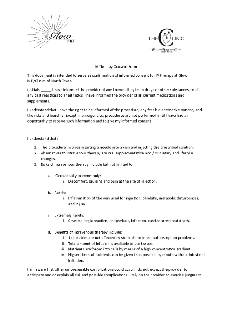 Fillable Online Iv Therapy Consent Fax Email Print - pdfFiller