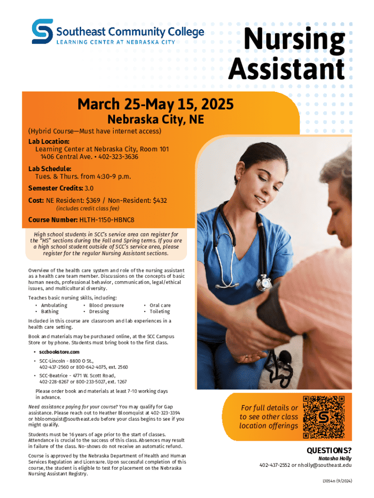 Fillable Online Nursing Assistant Course Registration Fax Email Print ...