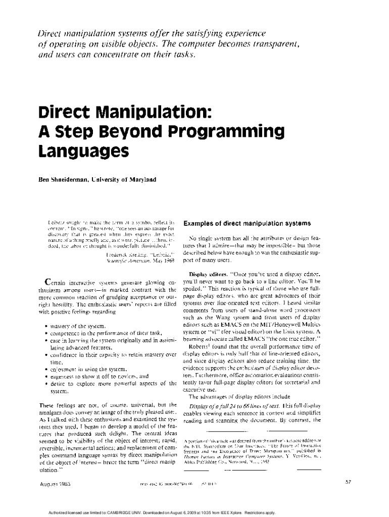 Fillable Online Direct Manipulation: a Step Beyond Programming ...