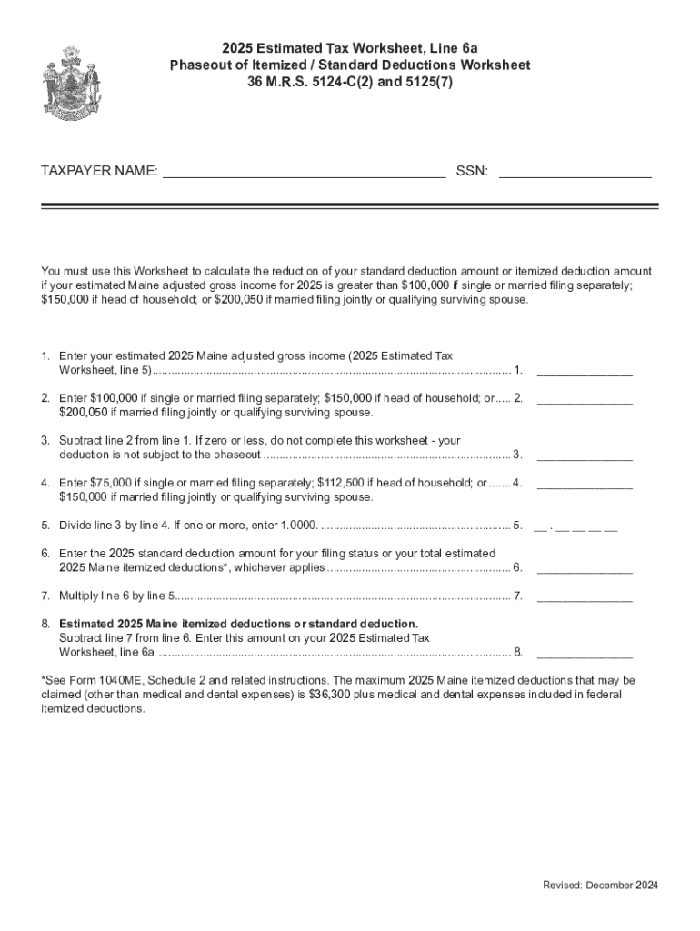 Fillable Online Phaseout of Itemized / Standard Deductions Worksheet ...