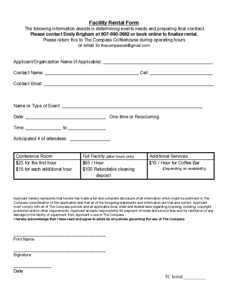 Fillable Online Facility Rental Agreement Fax Email Print - pdfFiller