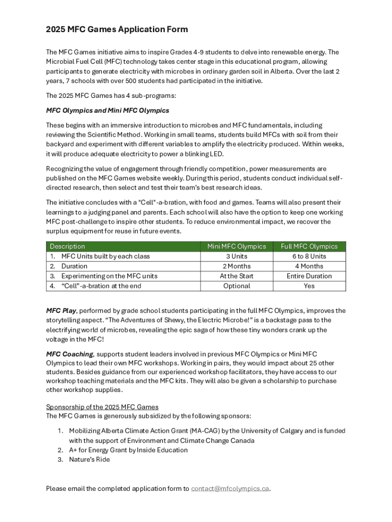 Fillable Online 2025 Mfc Games Application Form Fax Email Print - pdfFiller