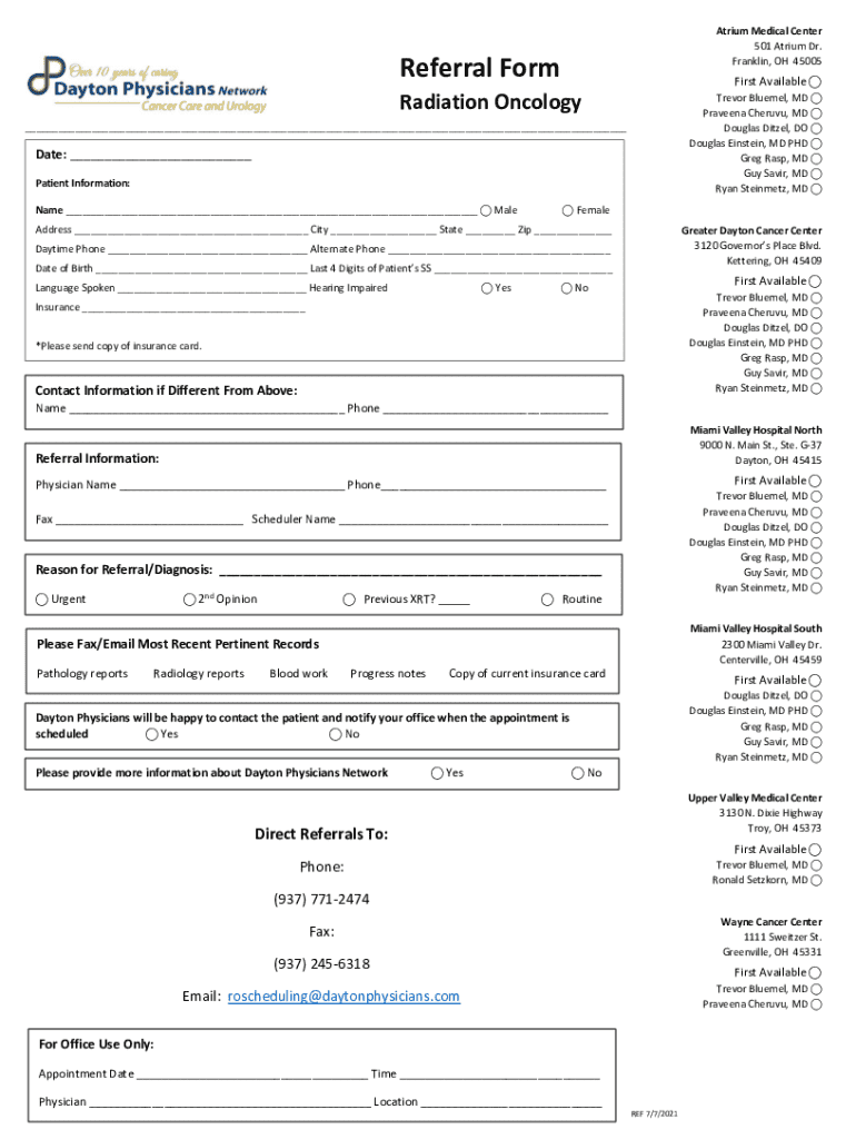 Fillable Online Atrium Medical Center Referral Form Fax Email Print ...