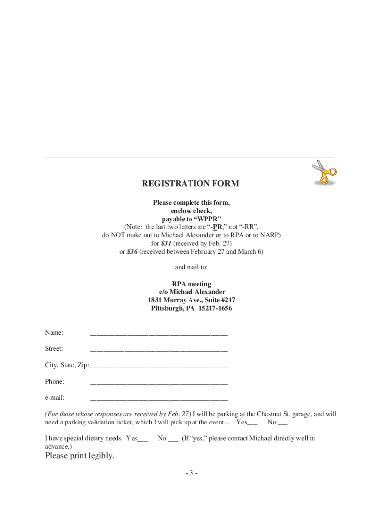 Fillable Online Rpa Meeting Registration Fax Email Print - pdfFiller