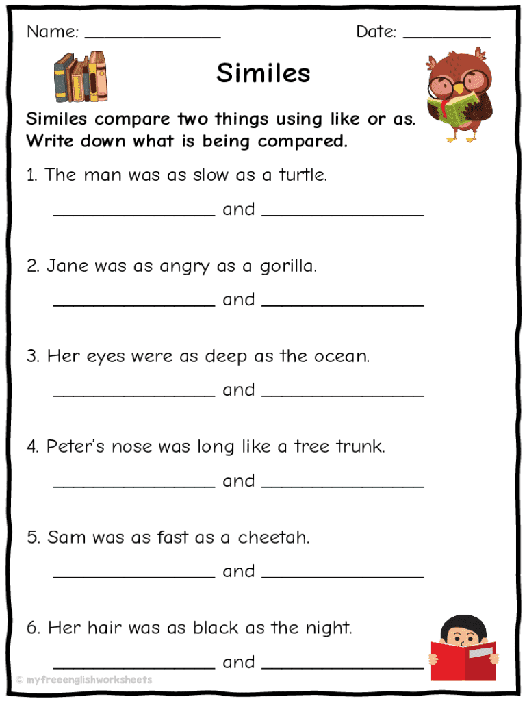 Fillable Online Similes Comparison Exercise Fax Email Print - pdfFiller