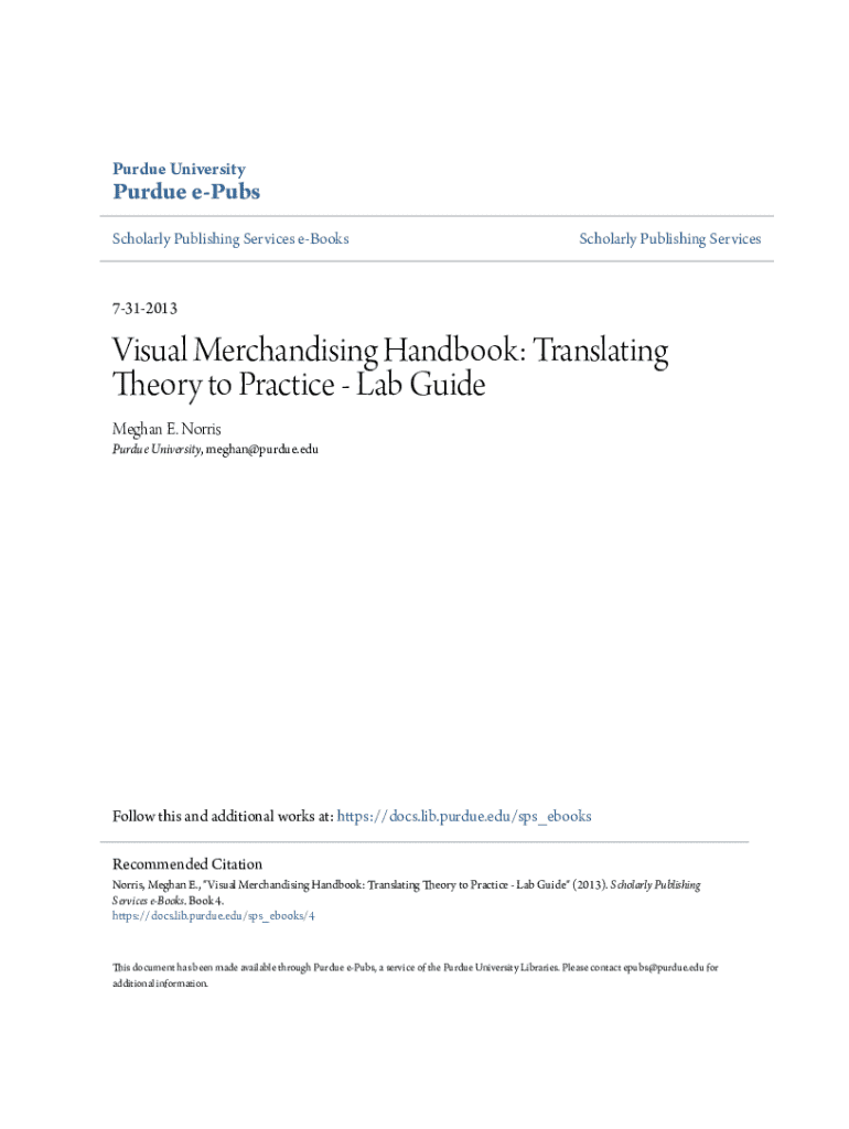 Fillable Online Visual Merchandising Handbook: Translating Theory to ...