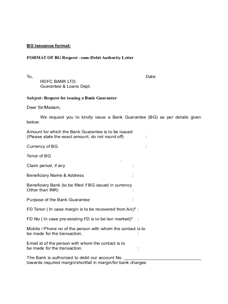 Fillable Online Bank Guarantee Request Letter Fax Email Print - pdfFiller