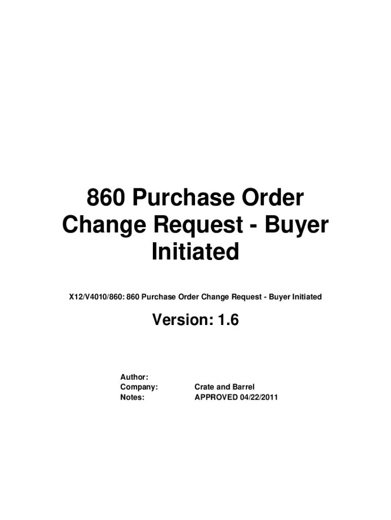 Fillable Online 860 Purchase Order Change Request - Buyer Initiated Fax Email Print - pdfFiller
