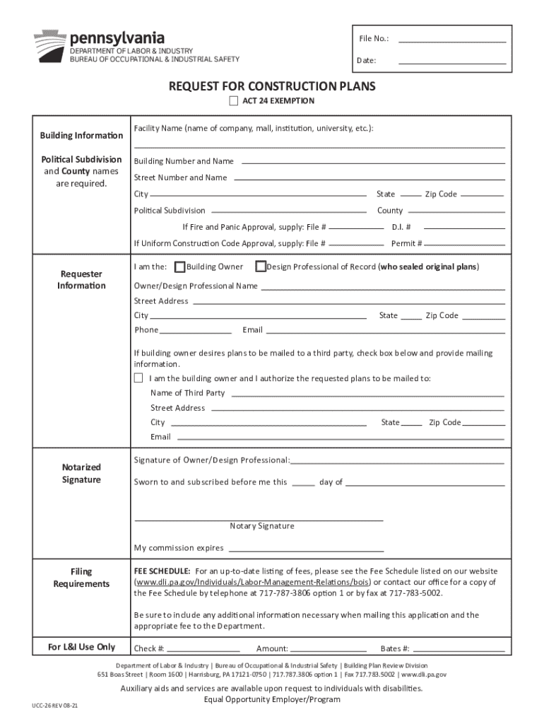 Fillable Online Request for Construction Plans Fax Email Print - pdfFiller