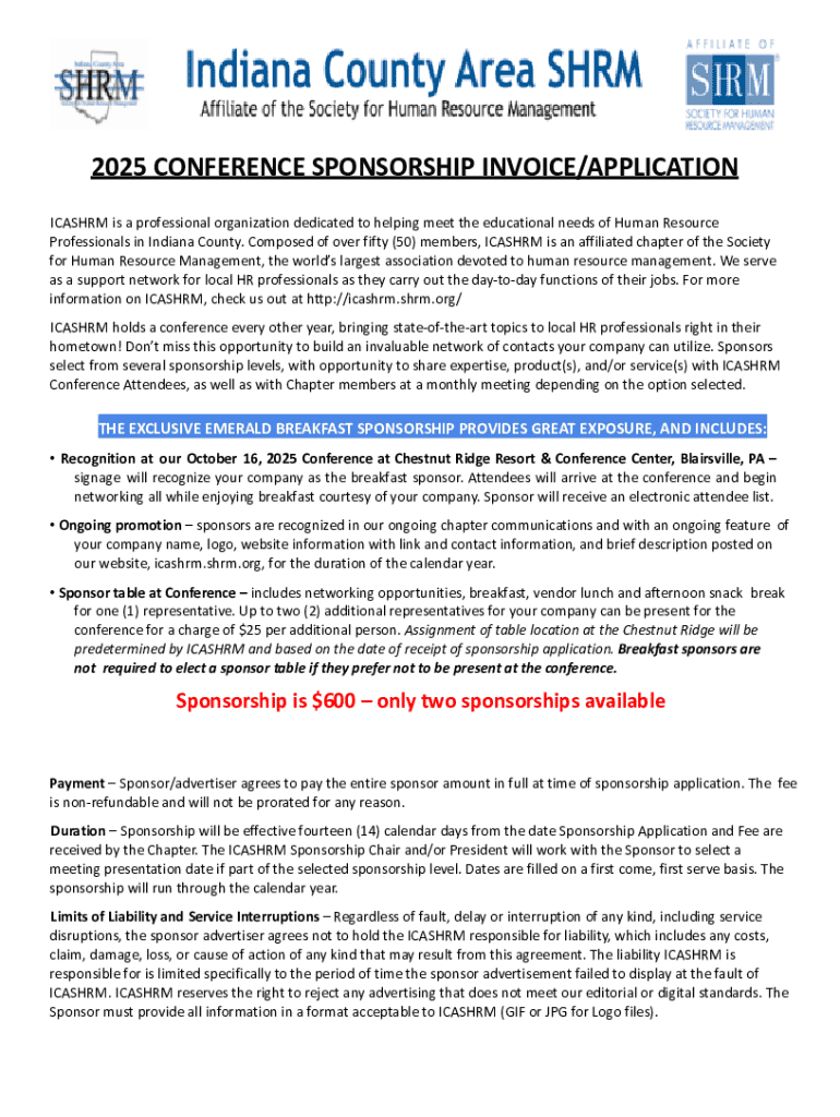 Fillable Online 2025 Conference Sponsorship Application Fax Email Print ...