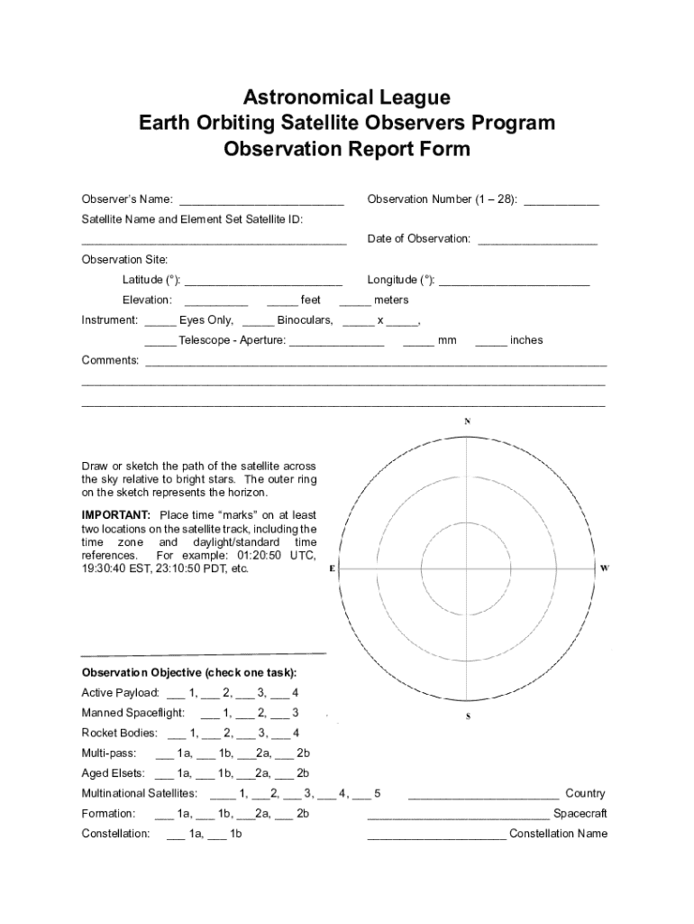 Fillable Online Earth Orbiting Satellite Observers Program Observation ...