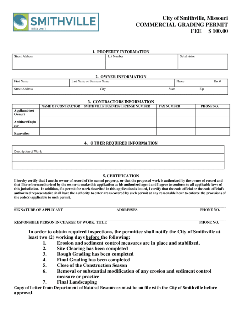 Fillable Online Commercial Grading Permit Fax Email Print - pdfFiller