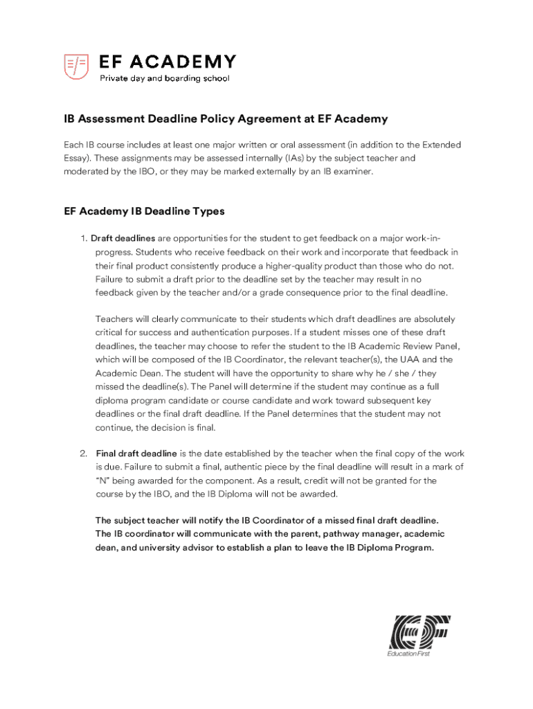 Fillable Online Ib Assessment Deadline Policy Agreement at Ef Academy ...