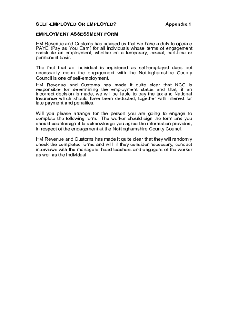 Fillable Online Employment Assessment Form Fax Email Print - pdfFiller