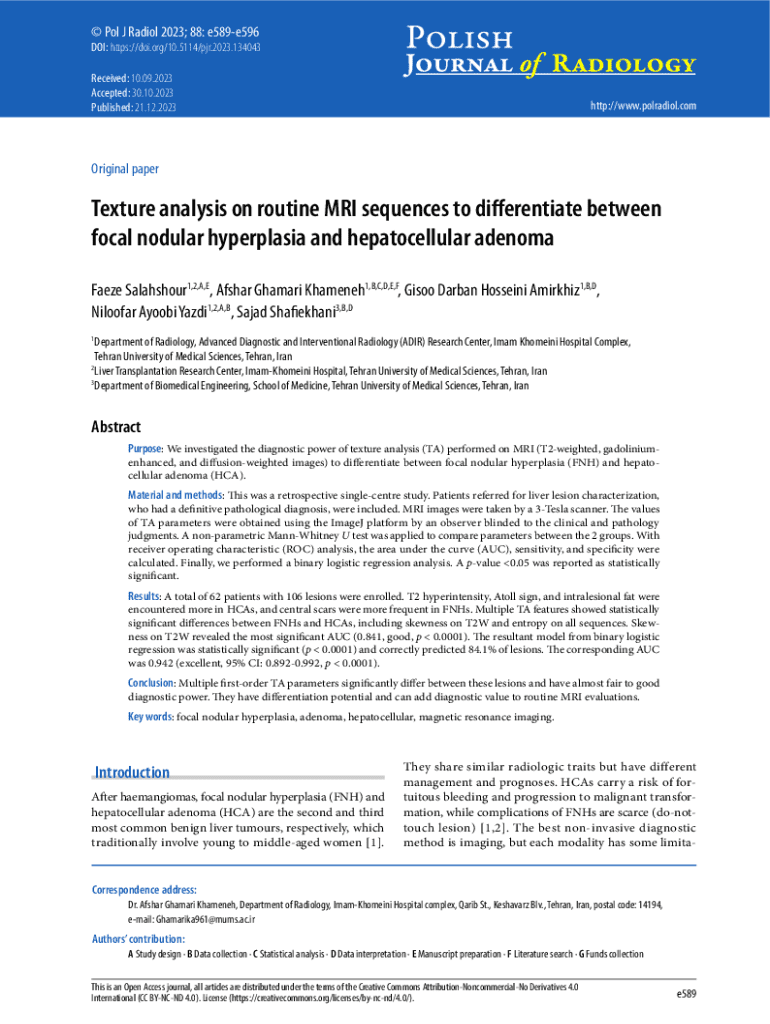 Fillable Online Texture Analysis in Mri for Liver Lesions Fax Email ...