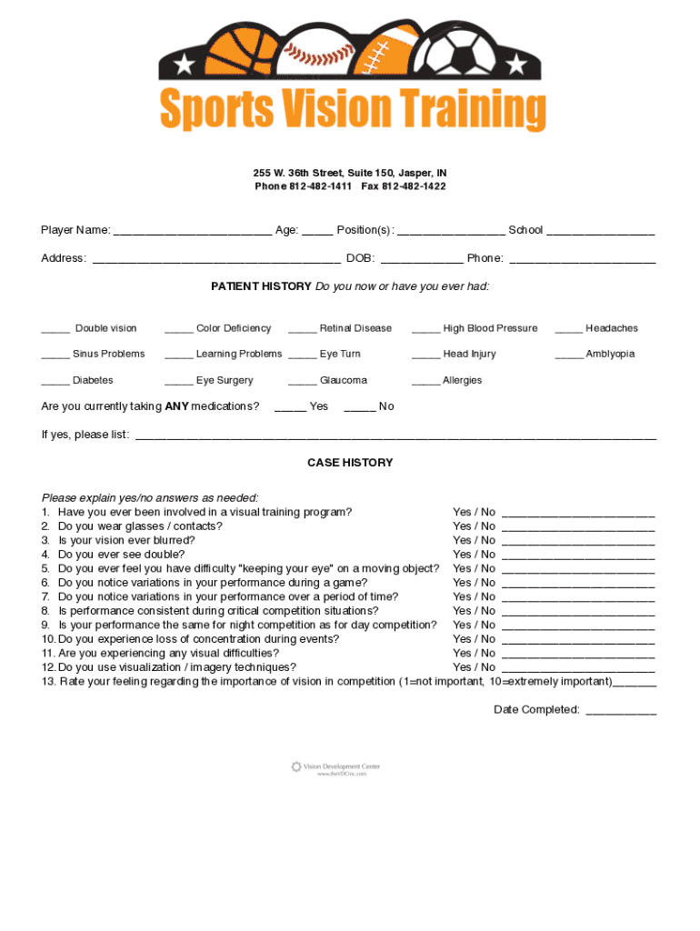 Fillable Online Visual and Medical History Form Fax Email Print - pdfFiller