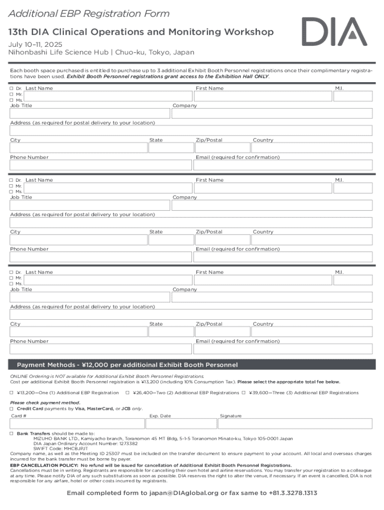 Fillable Online Additional Exhibit Booth Personnel Registration Fax Email Print - pdfFiller