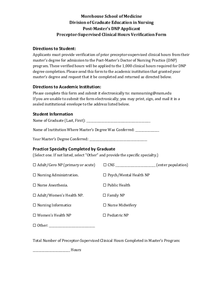 Fillable Online Preceptor-supervised Clinical Hours Verification Fax Email Print - pdfFiller