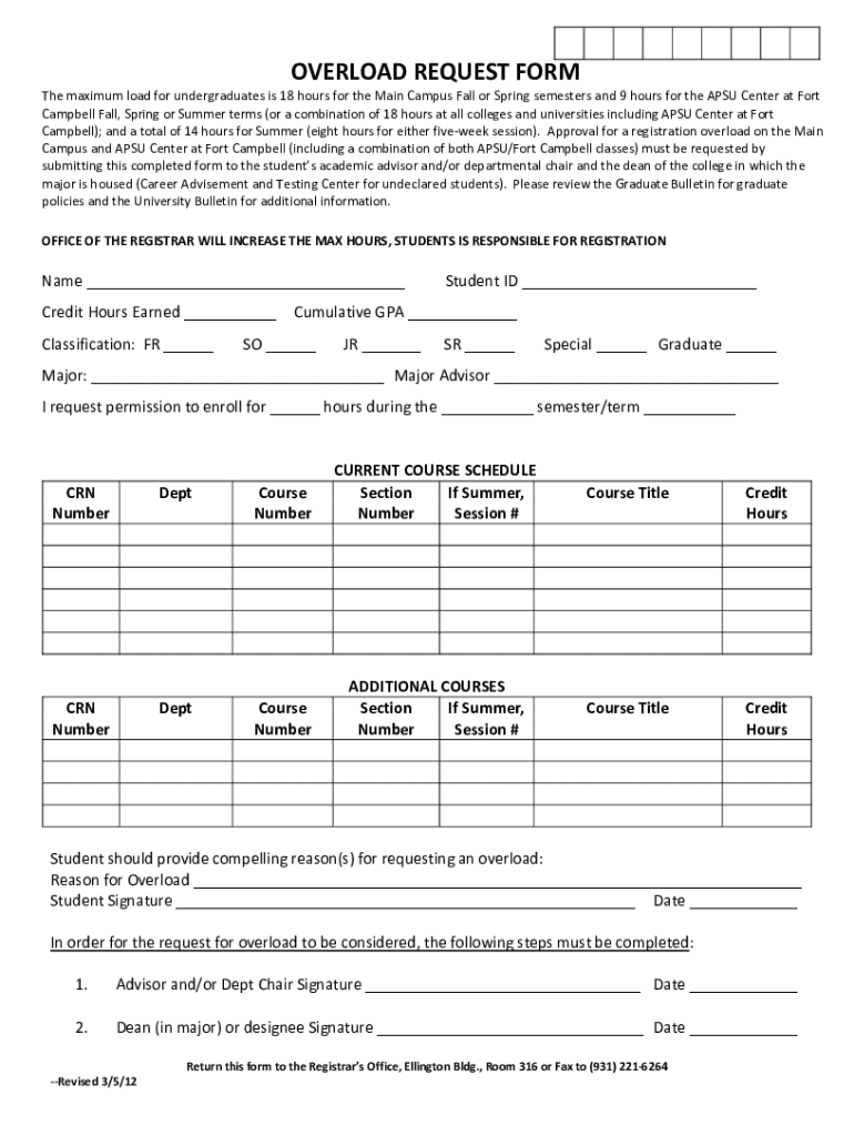 Fillable Online Overload Request Form Fax Email Print - pdfFiller