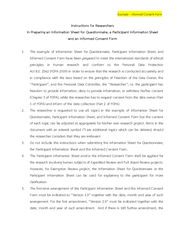 Fillable Online Informed Consent Form for Research Participation Fax Email Print - pdfFiller