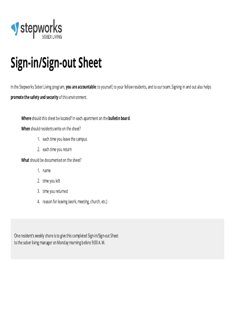 Fillable Online Sign-in/sign-out Sheet Fax Email Print - pdfFiller