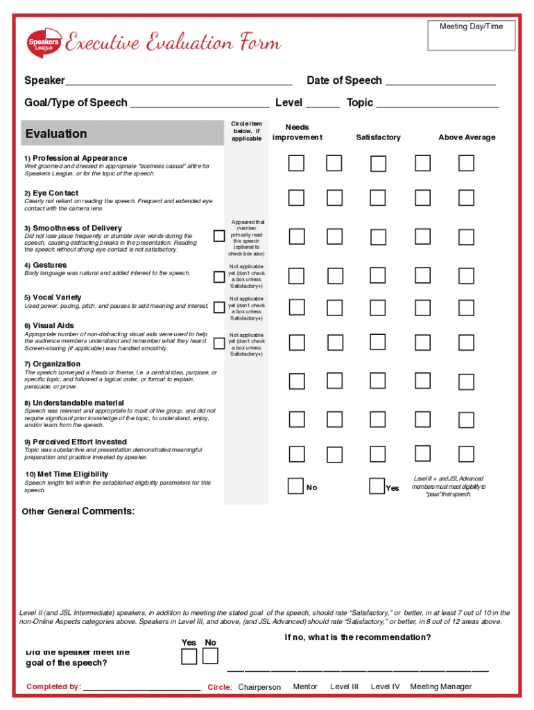 Fillable Online Executive Evaluation Form Fax Email Print - pdfFiller