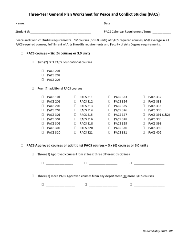 Fillable Online Pacs Three-year General Plan Worksheet Fax Email Print - pdfFiller