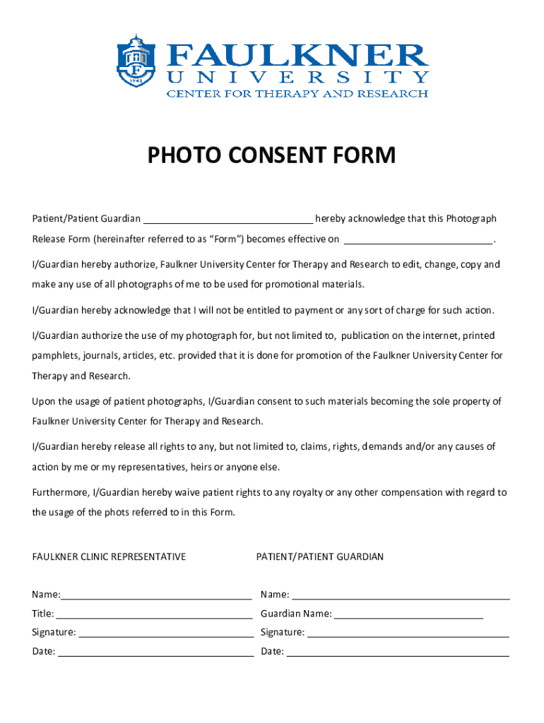 Fillable Online Photo Consent Form Fax Email Print - pdfFiller