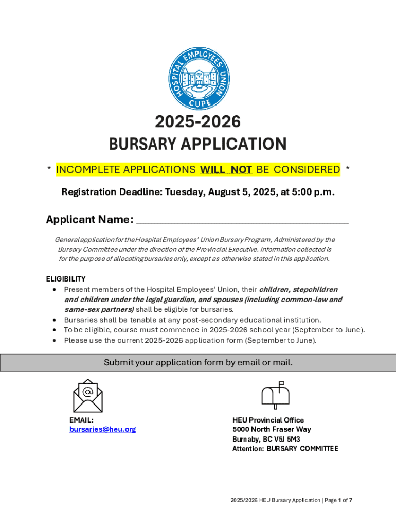 Fillable Online 2025-2026 Bursary Application Fax Email Print - pdfFiller