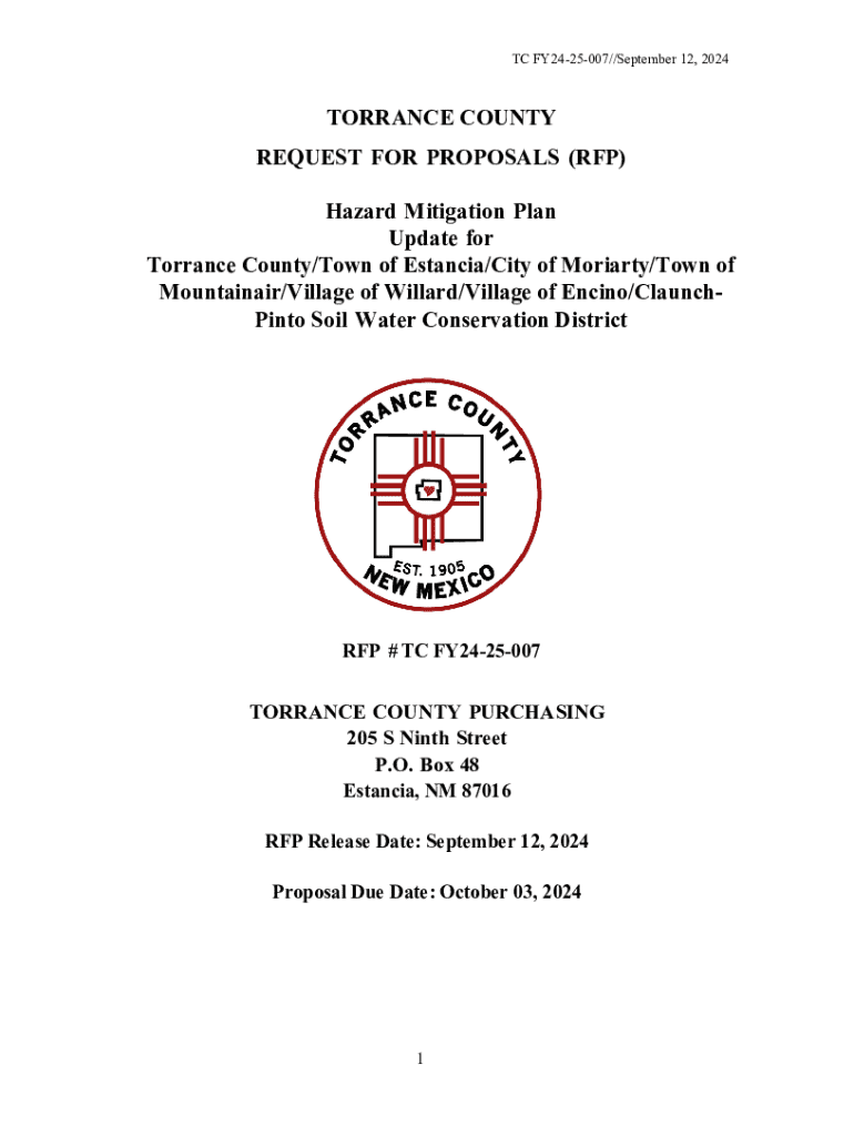Fillable Online Request for Proposals (rfp) Hazard Mitigation Plan Update Fax Email Print ...