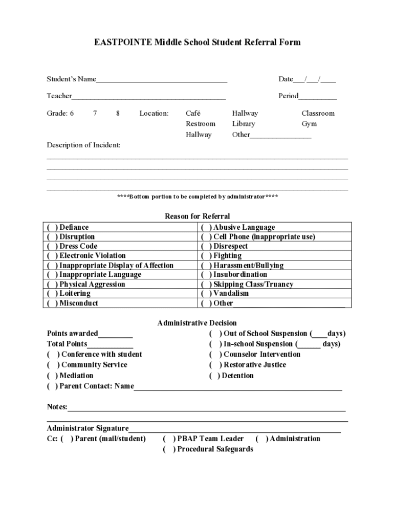 Fillable Online Student Referral Form Fax Email Print - pdfFiller