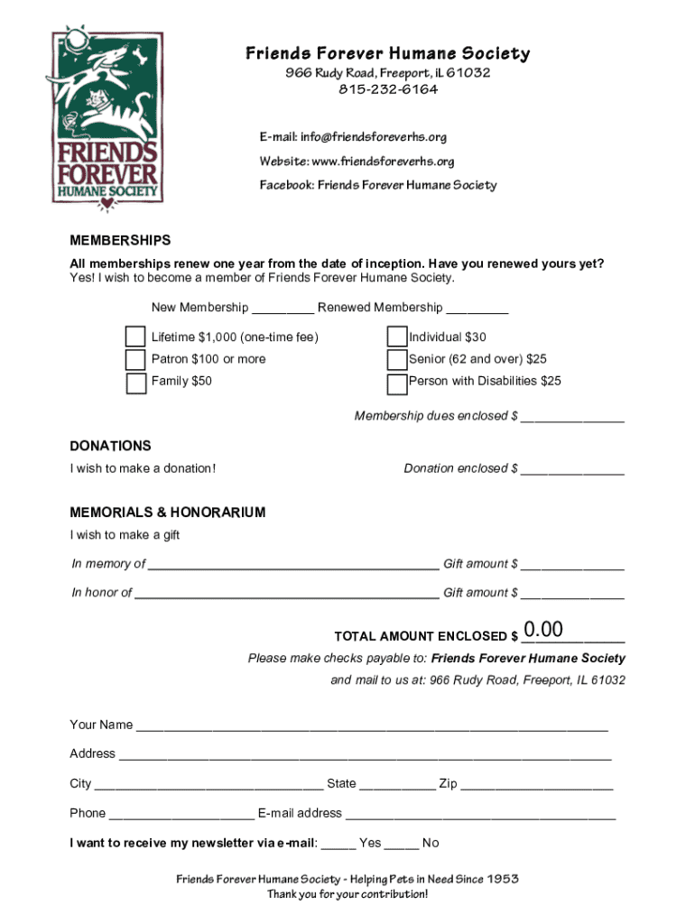 Fillable Online Membership and Donation Form Fax Email Print - pdfFiller