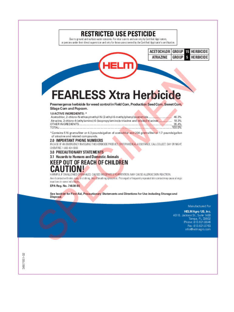 Fillable Online Fearless Xtra Herbicide Label Fax Email Print - pdfFiller