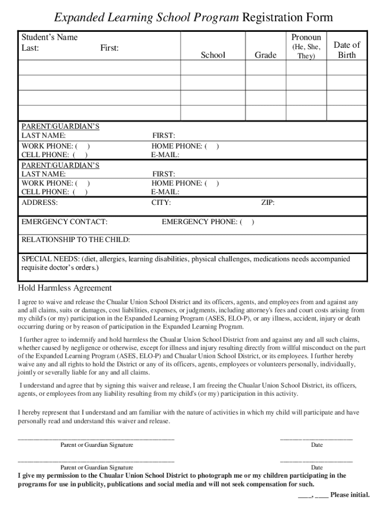Fillable Online Expanded Learning School Program Registration Form Fax Email Print - pdfFiller