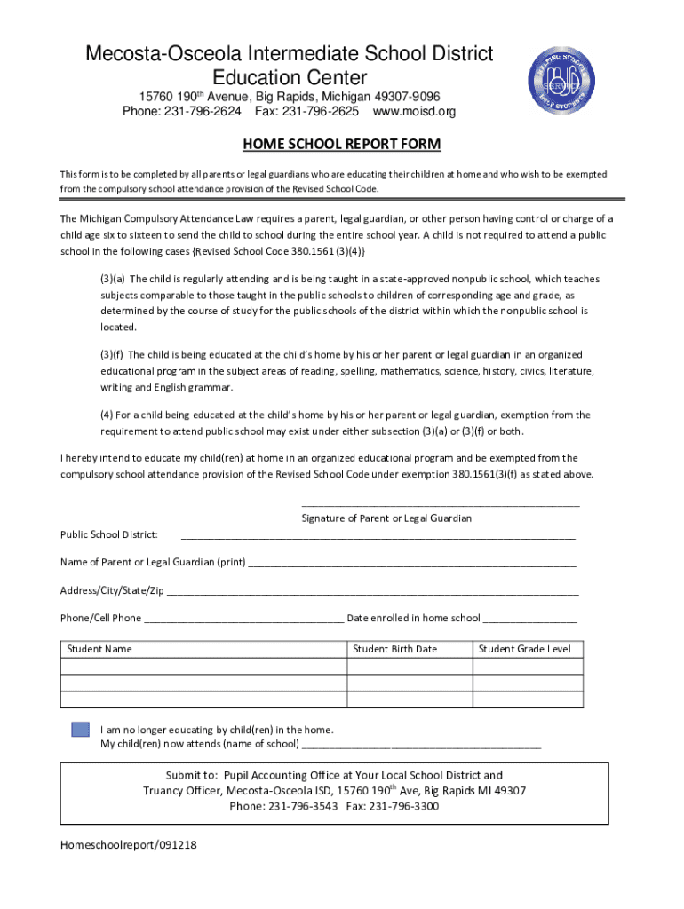 Fillable Online Home School Report Form Fax Email Print - pdfFiller
