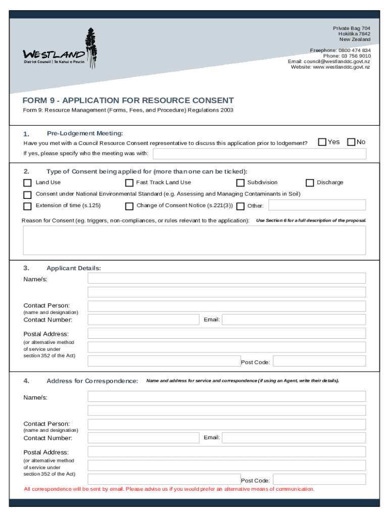 Fillable Online Application for Resource Consent Fax Email Print - pdfFiller