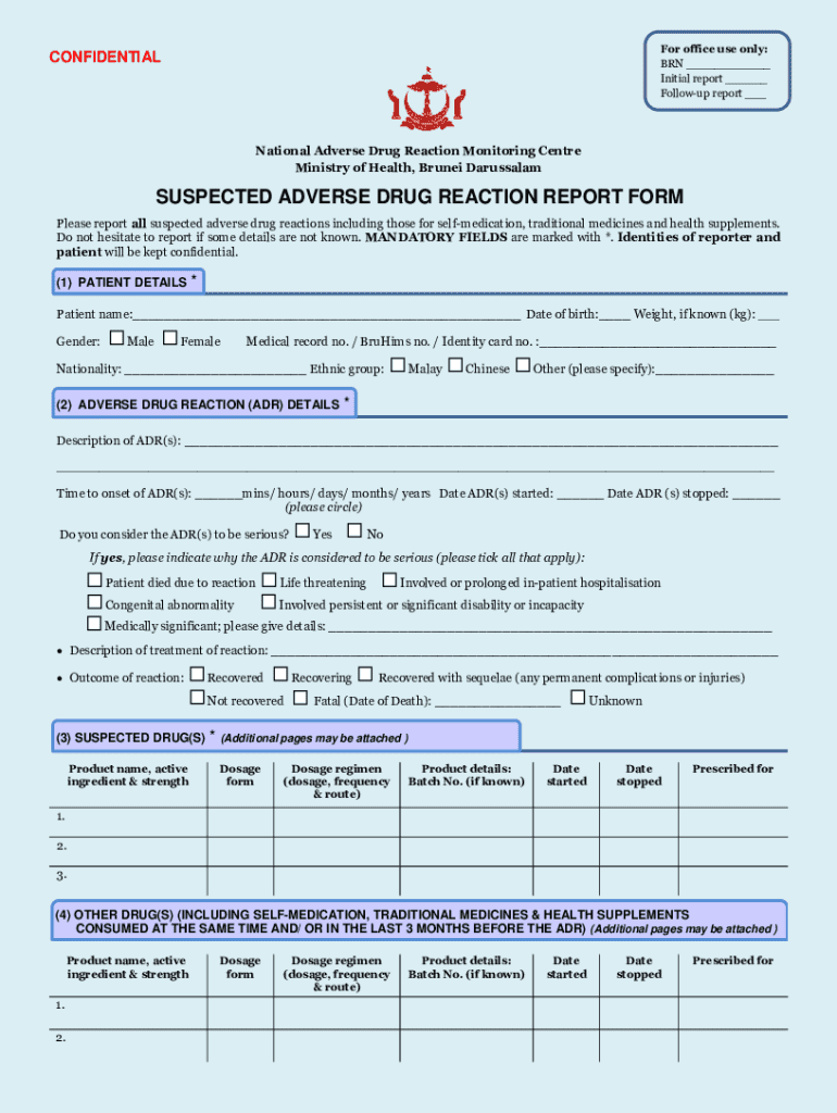 Fillable Online Suspected Adverse Drug Reaction Report Form Fax Email Print - pdfFiller