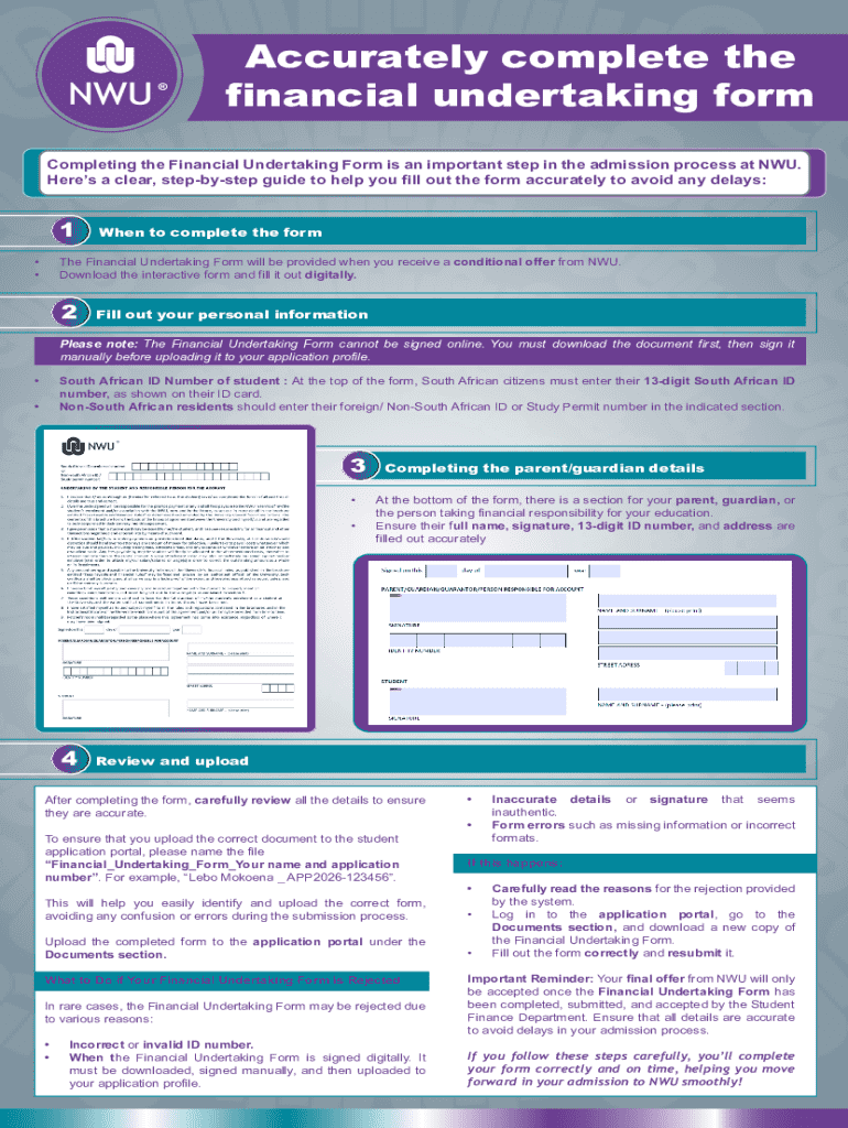 Fillable Online Financial Undertaking Form for Nwu Admission Fax Email ...