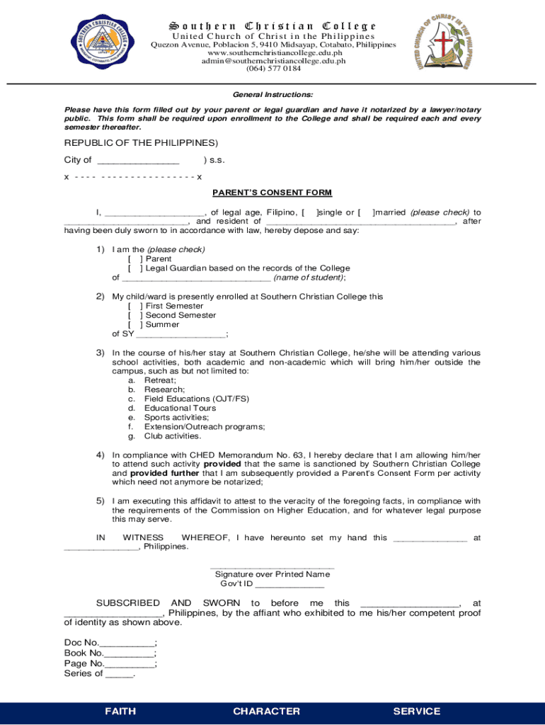 Fillable Online Parent's Consent to School Activities Fax Email Print ...