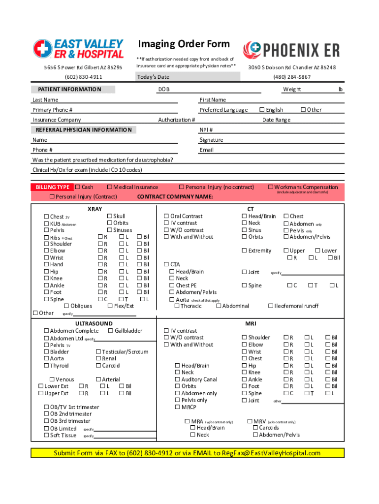 Fillable Online Imaging Order Form Fax Email Print - pdfFiller