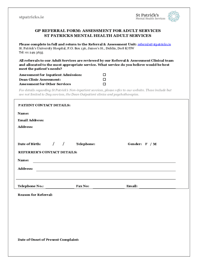 Fillable Online Gp Referral Form Fax Email Print - pdfFiller