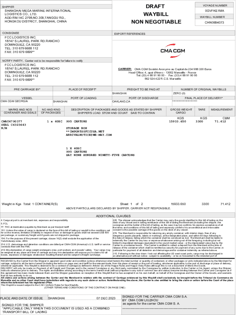 Fillable Online Waybill Fax Email Print - pdfFiller