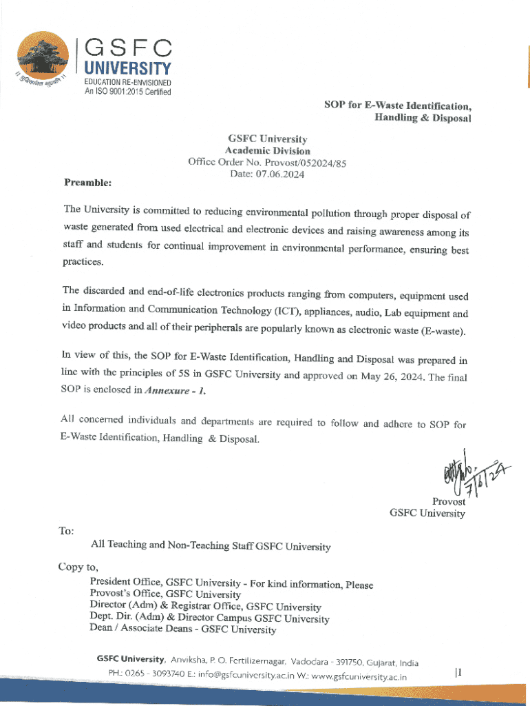 E Waste Disposal Sop Template - Fill Online, Printable, Fillable, Blank ...