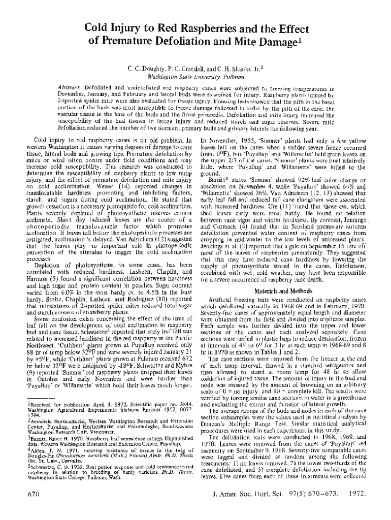 Fillable Online Cold Injury to Red Raspberries and the Effect of ...